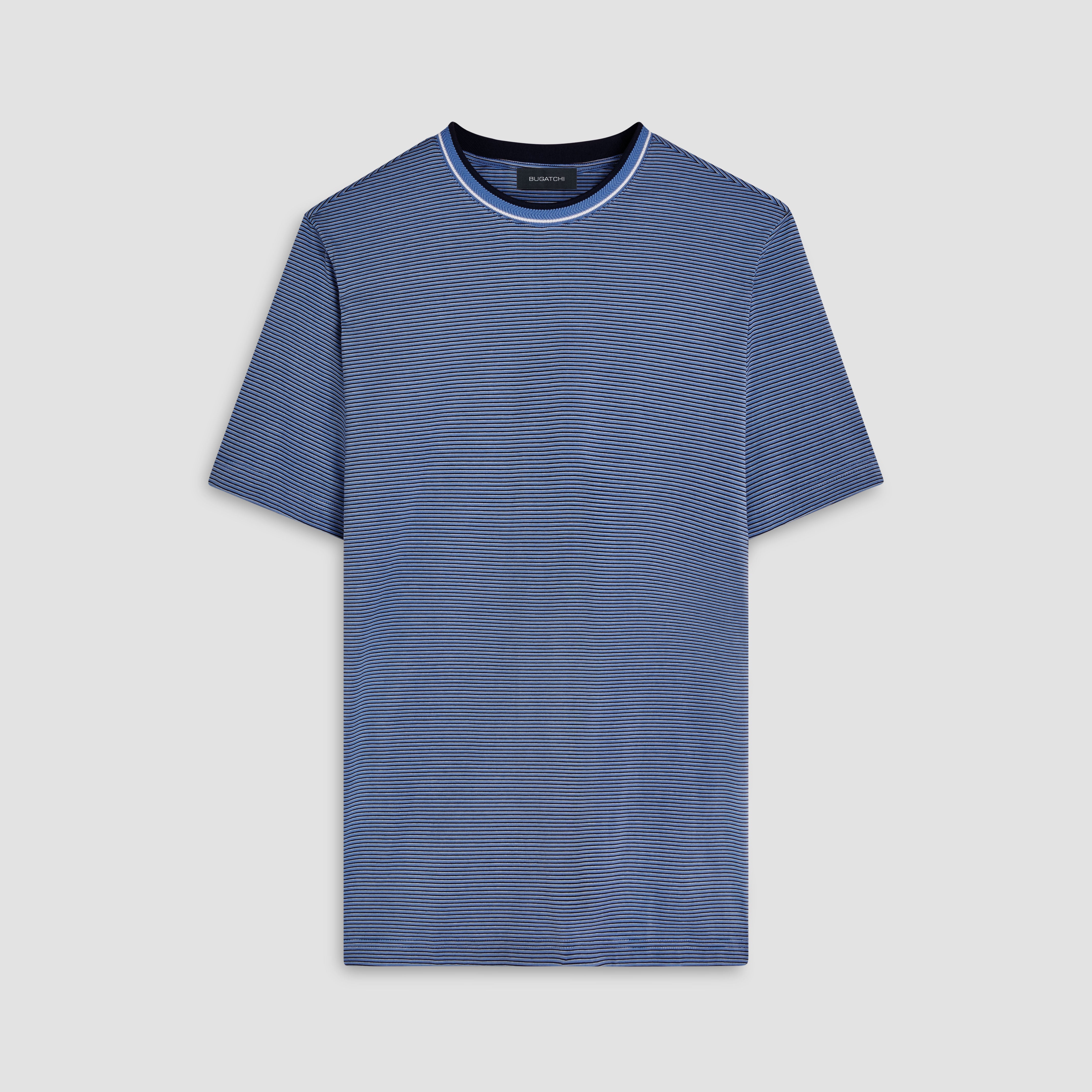 Striped Crew Neck T Shirt Bugatchi