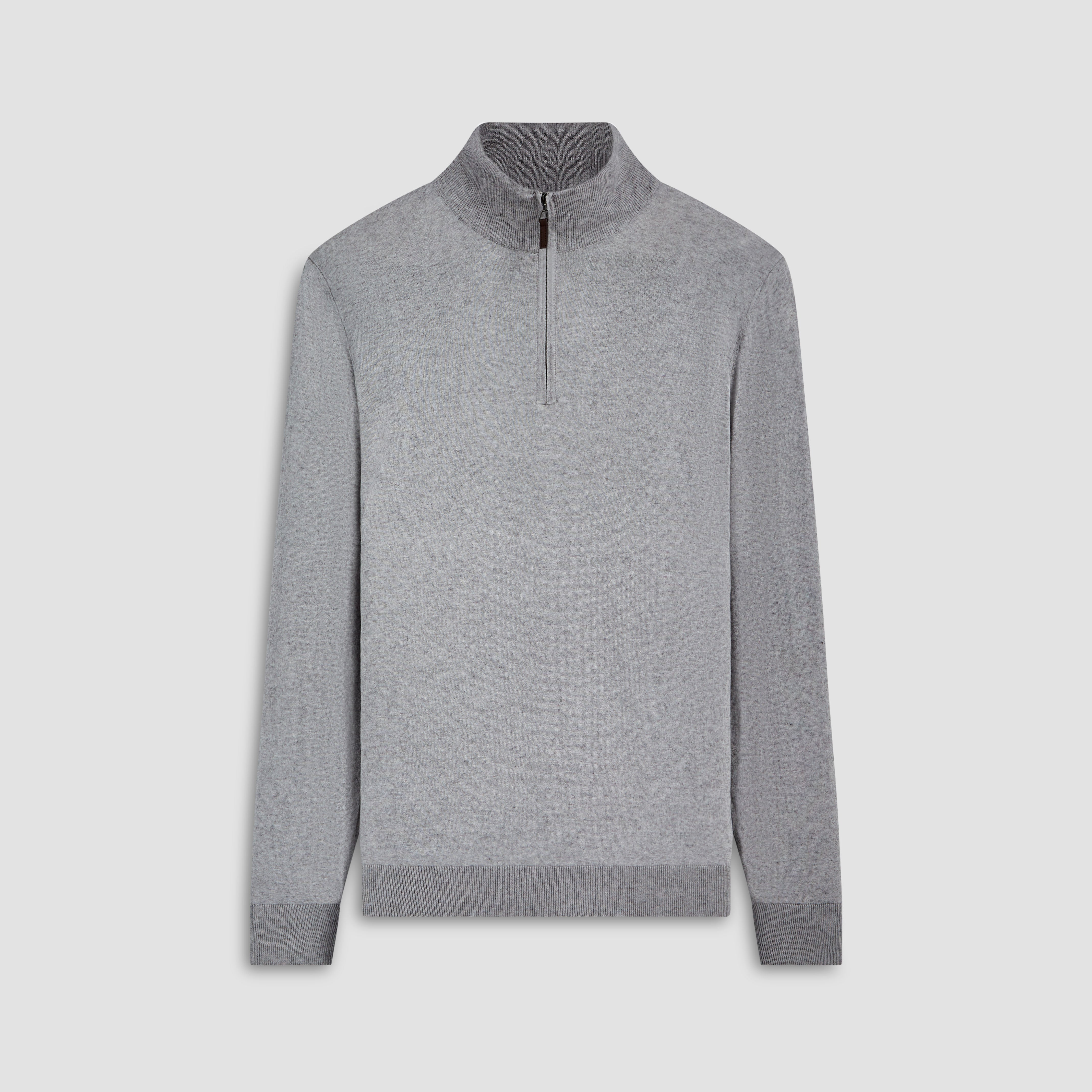Solid Cotton Cashmere Quarter Zip Sweater – BUGATCHI