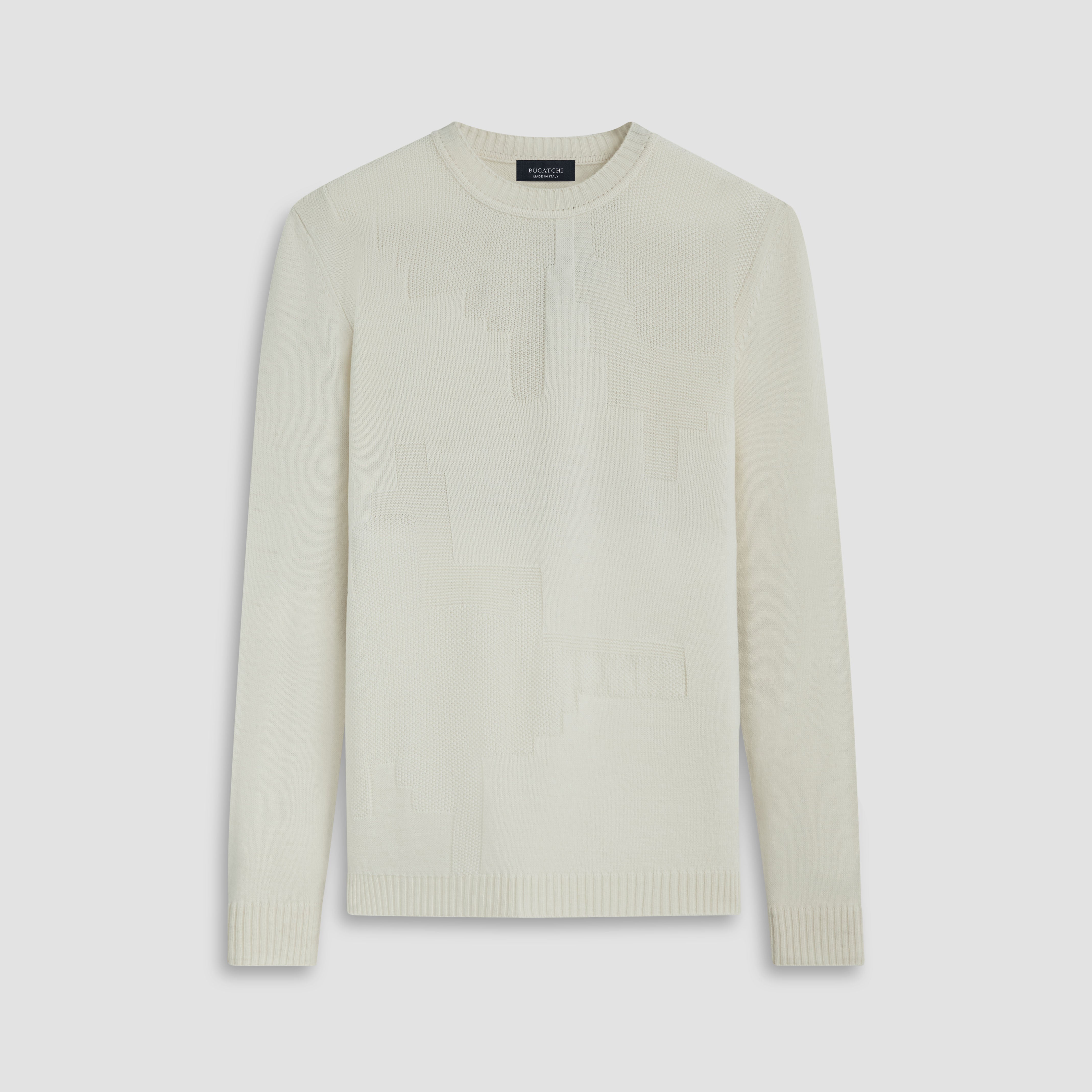 Solid Jacquard Crew Neck Sweater – BUGATCHI