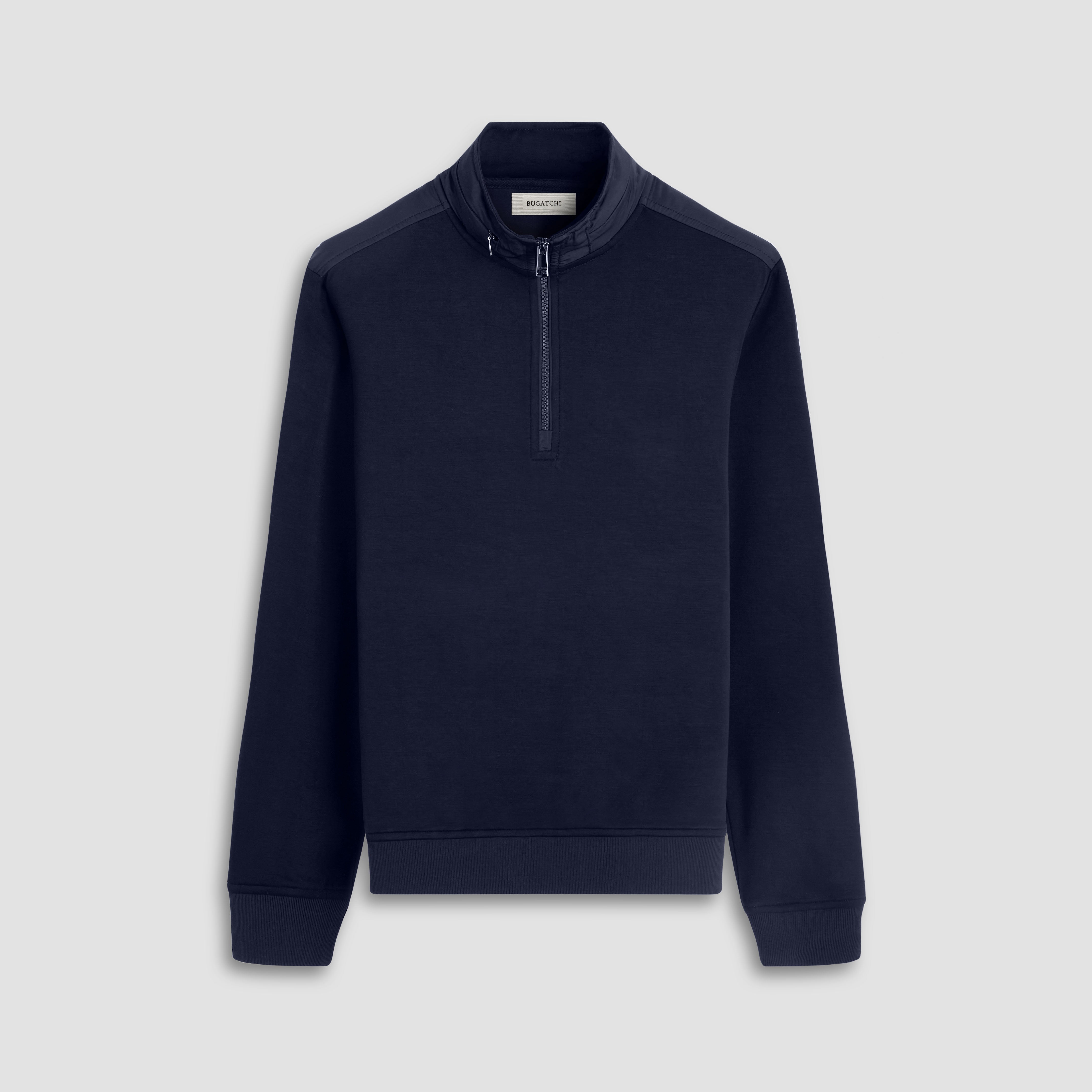 Soft Touch Solid Quarter-Zip Pullover With Hood – BUGATCHI