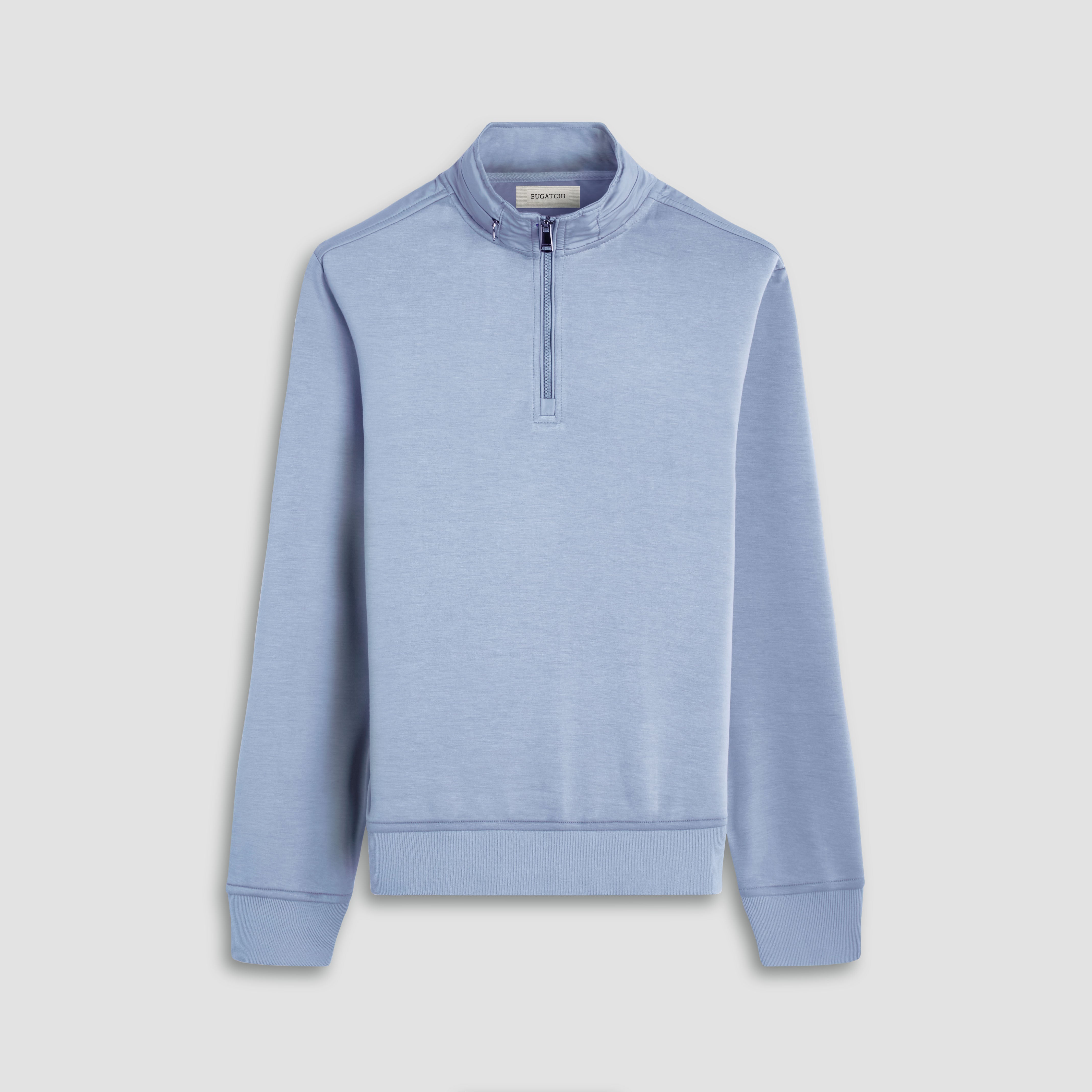 Soft Touch Solid Quarter-Zip Pullover With Hood – BUGATCHI