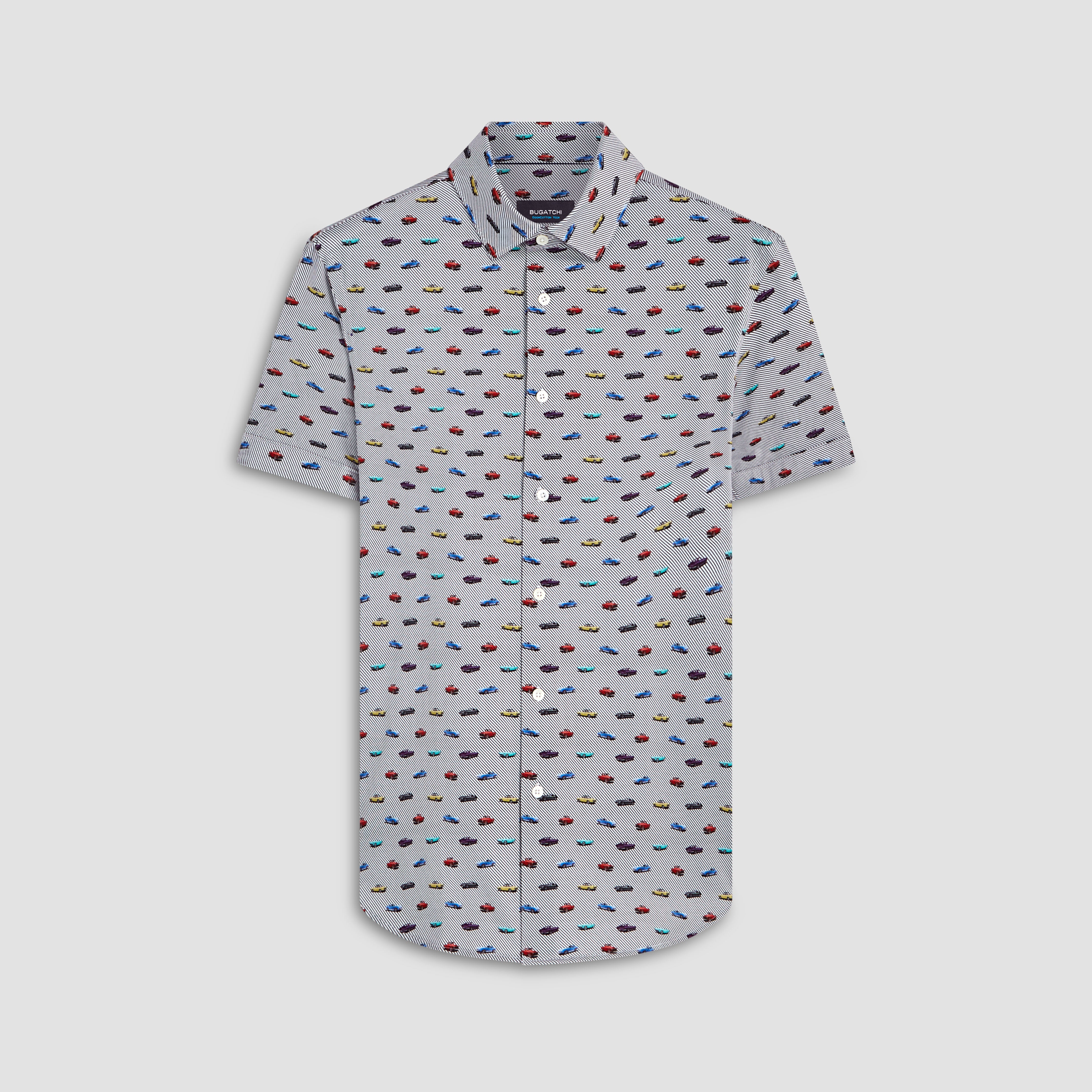 Miles Vintage Cars Print OoohCotton Short Sleeve Shirt – BUGATCHI