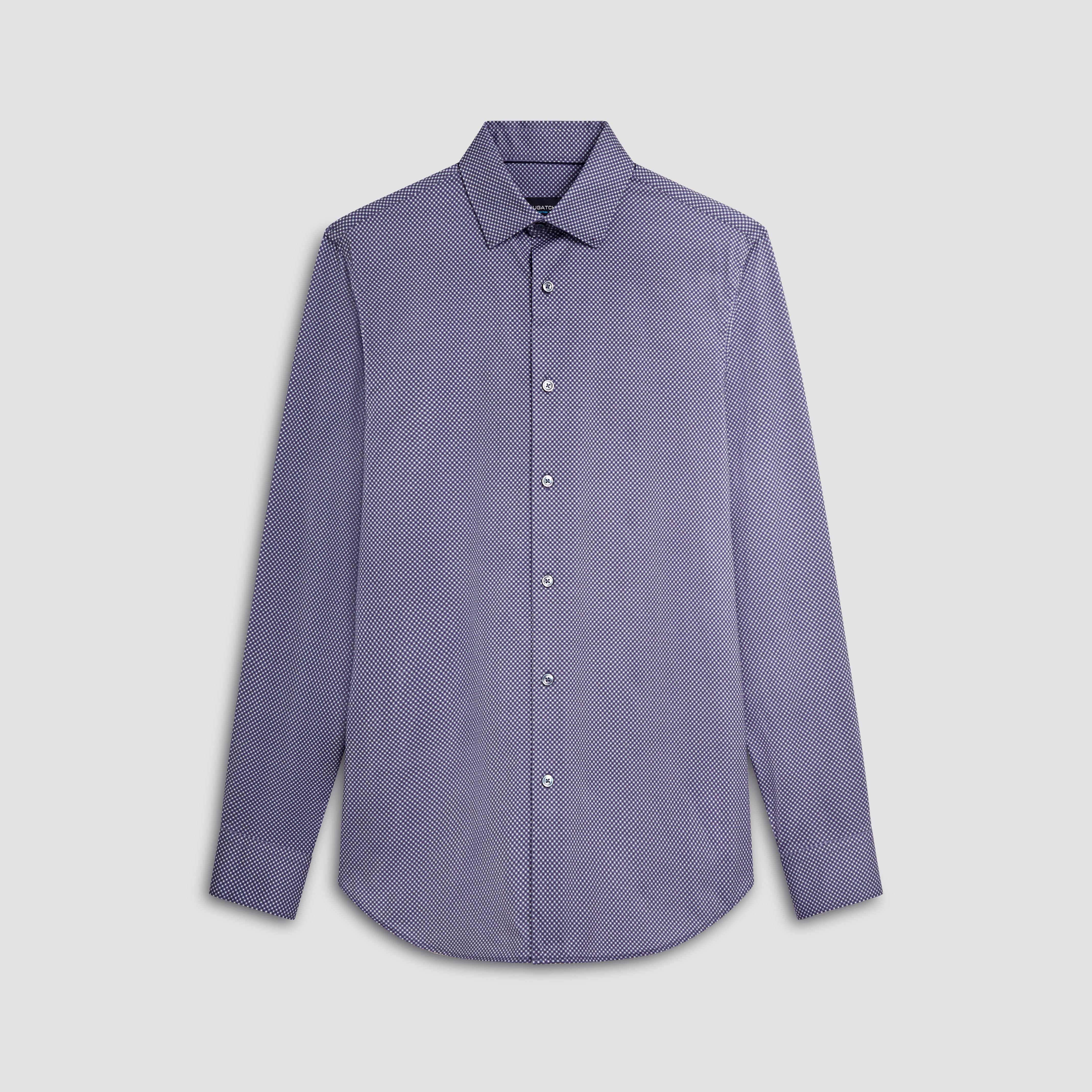 James Pin Diamond Check Print OoohCotton Shirt – BUGATCHI