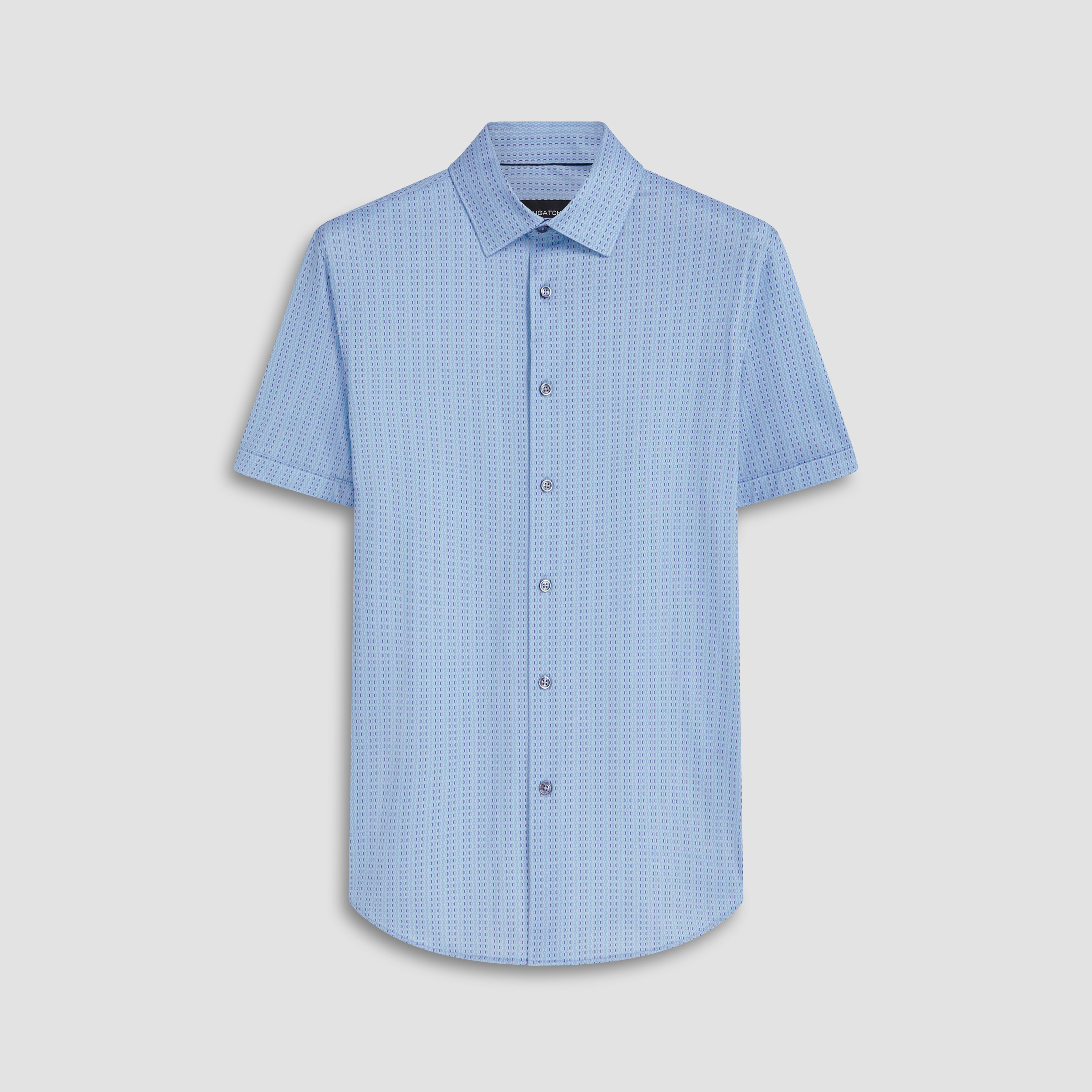 Miles Chain Link Stripe Print OoohCotton Short Sleeve Shirt – BUGATCHI