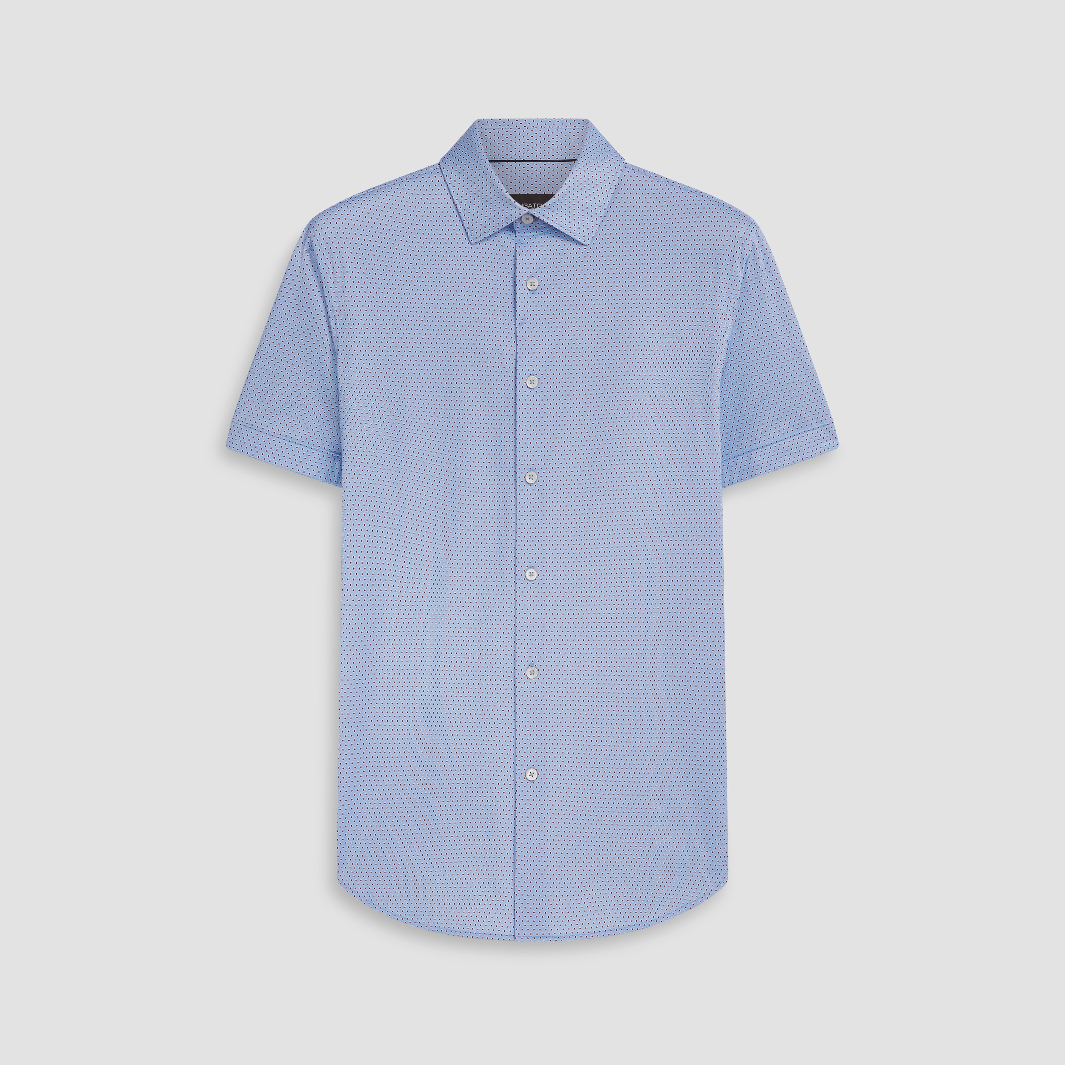 Miles Pin Diamond Print OoohCotton Short Sleeve Shirt – BUGATCHI