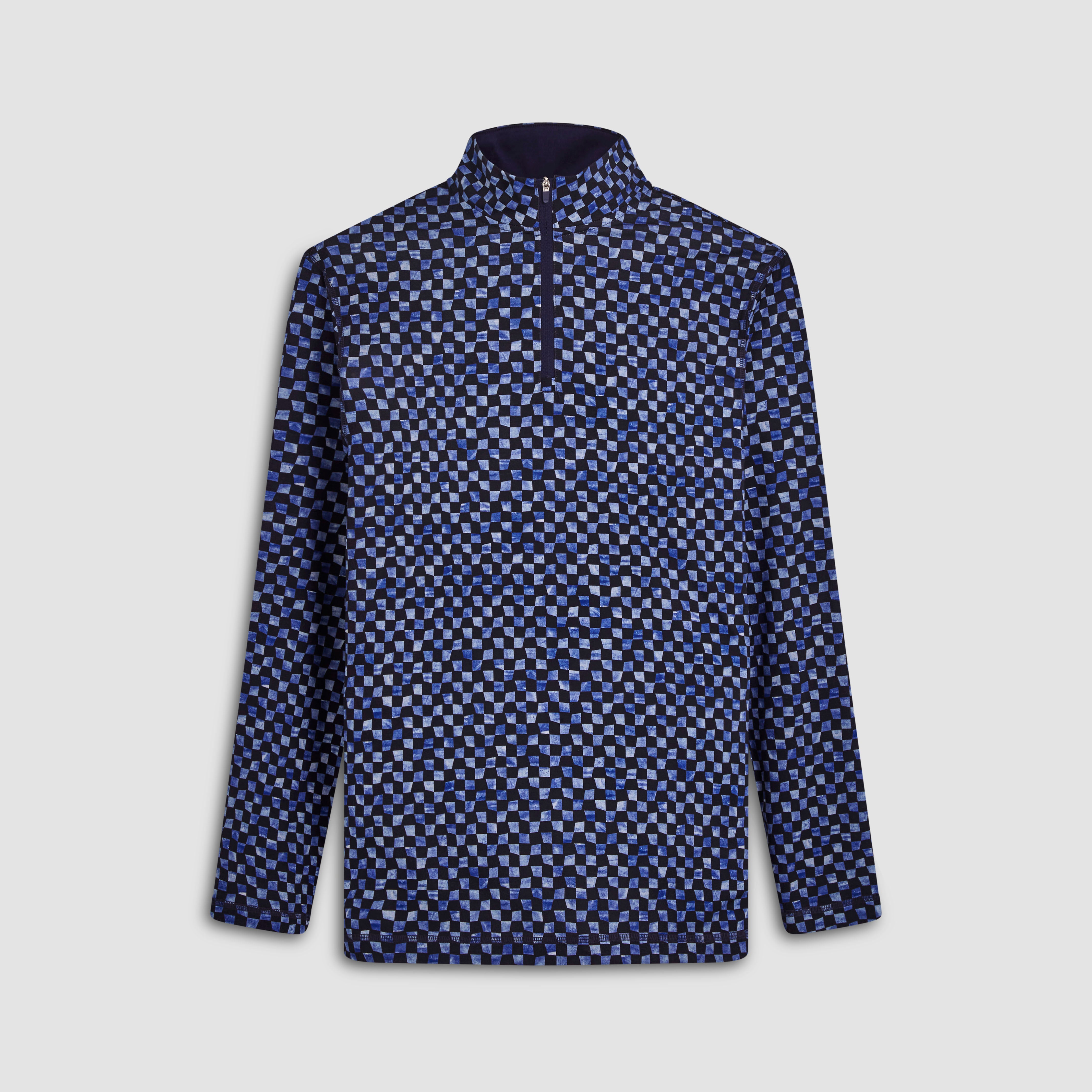 Anthony Checker Print OoohCotton Quarter Zip Pullover – BUGATCHI