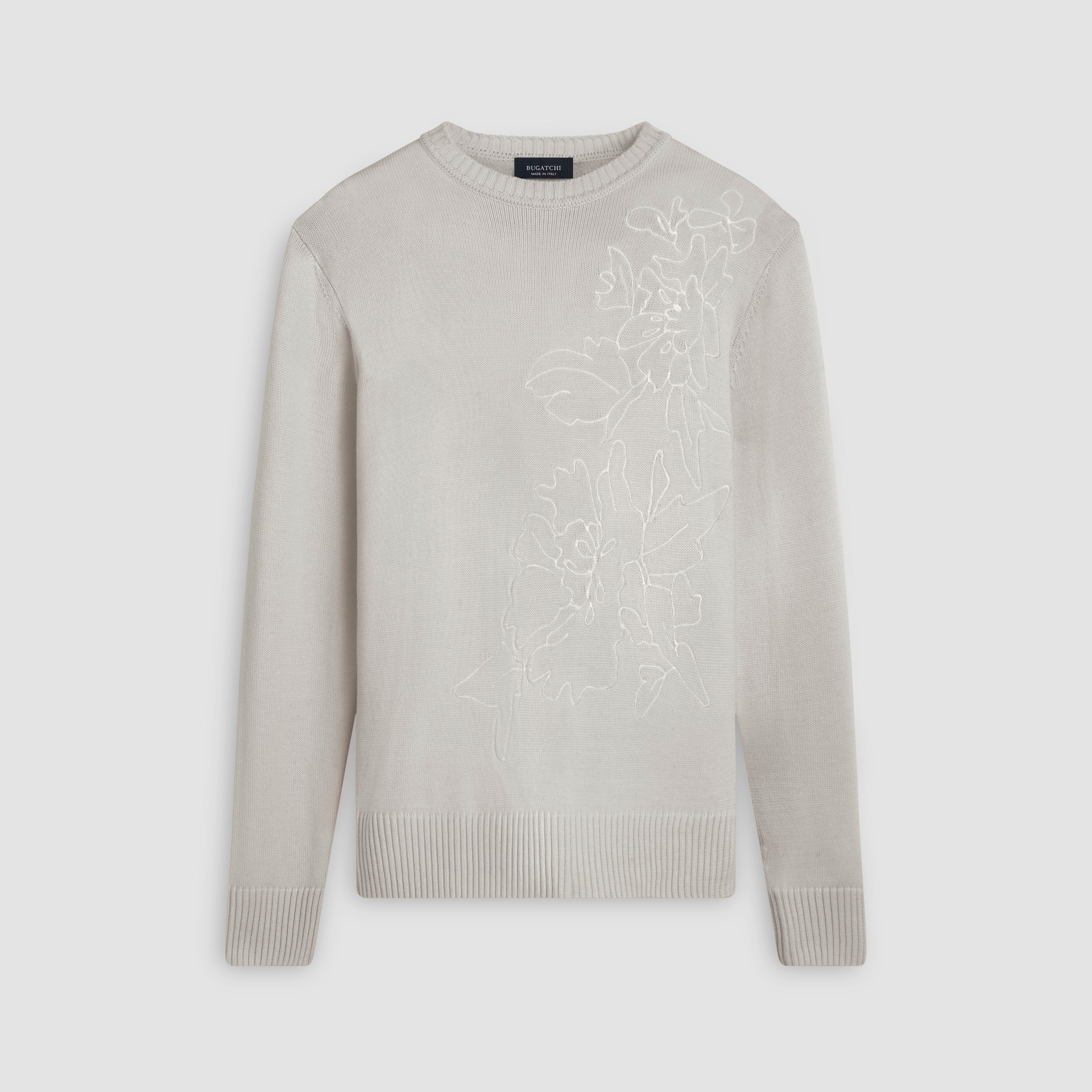 Floral Embroidered Crew Neck Sweater – BUGATCHI