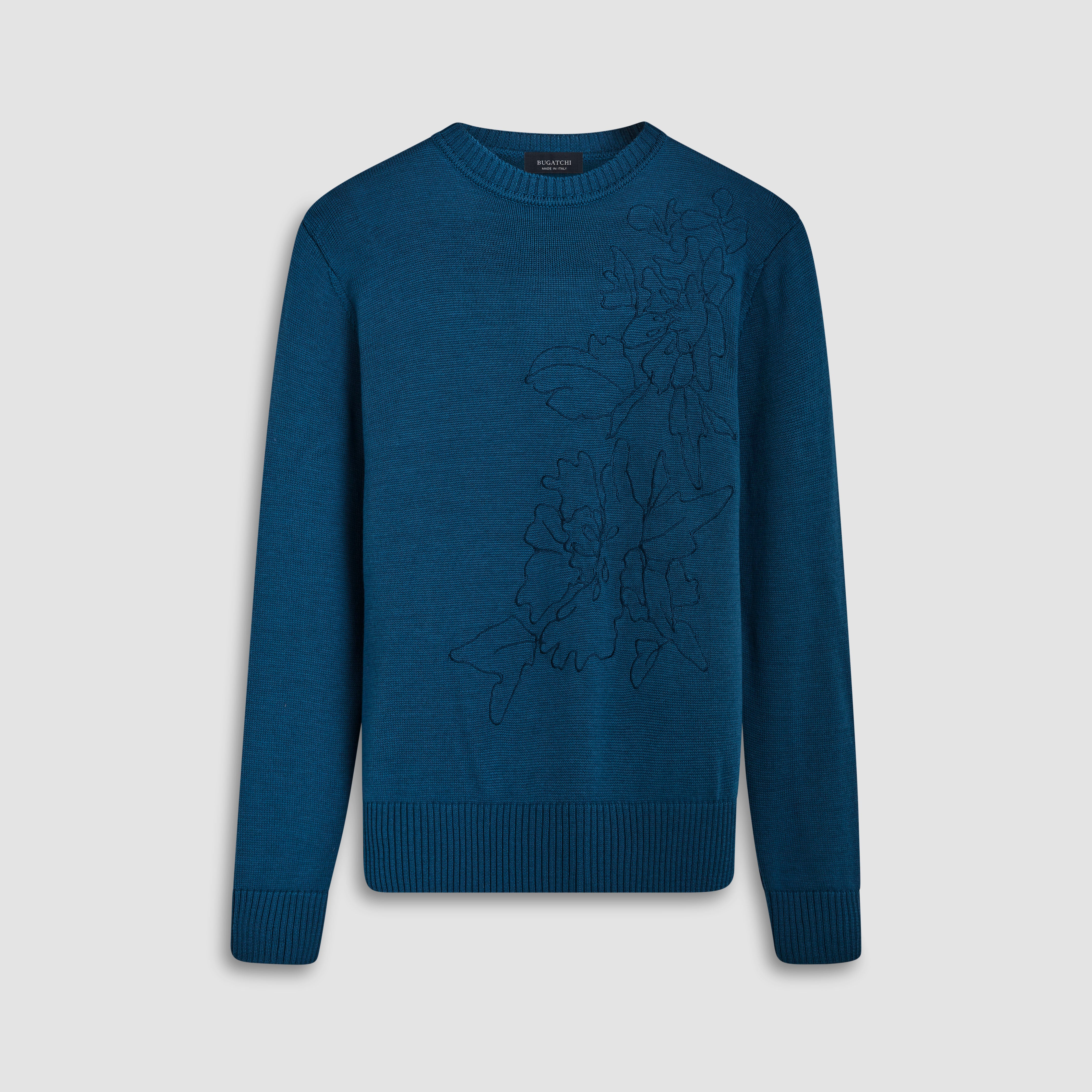 Floral Embroidered Crew Neck Sweater – BUGATCHI