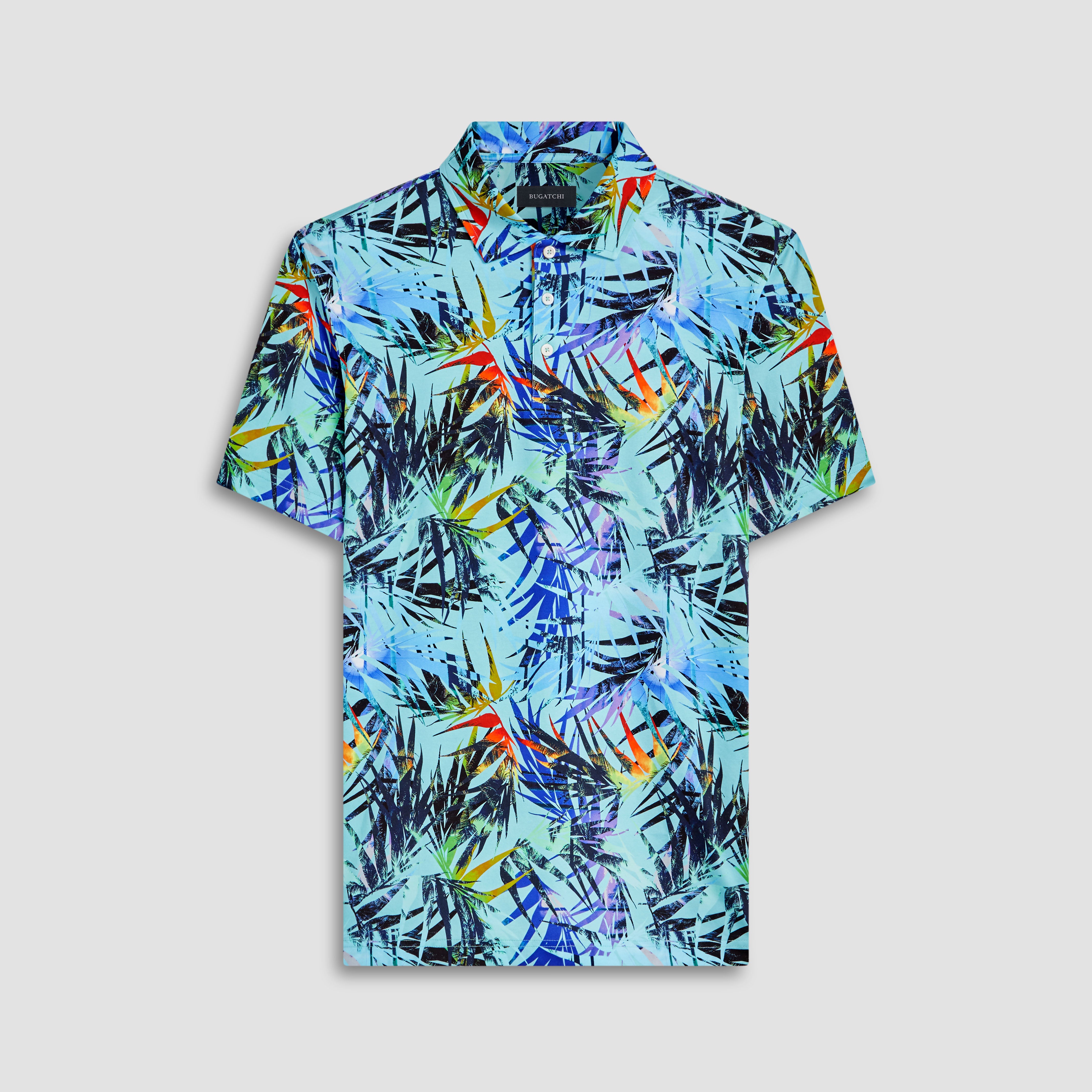 Victor Leaf Print OoohCotton Polo – BUGATCHI