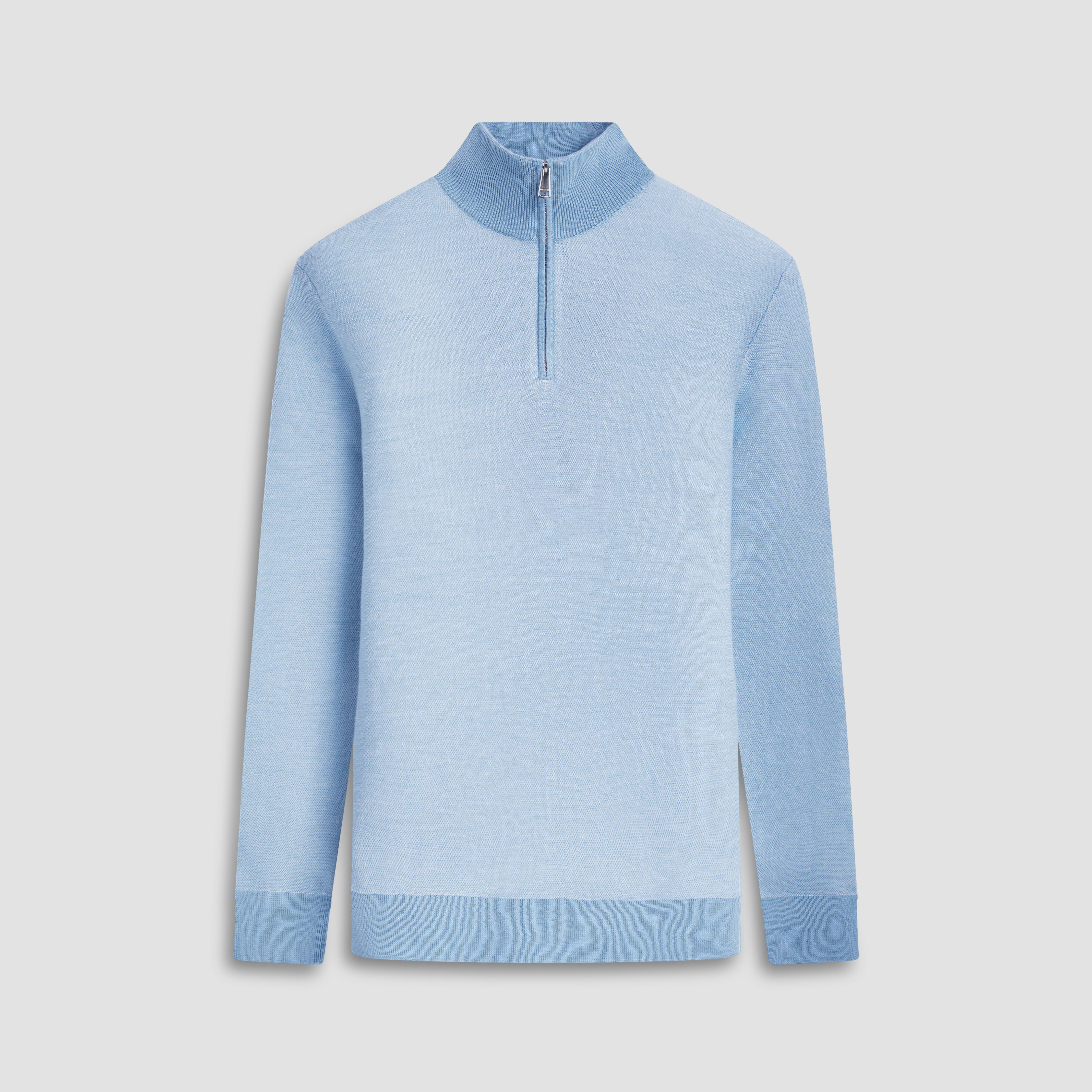 Bird's Eye Jacquard Quarter-Zip Mock Neck Sweater – BUGATCHI