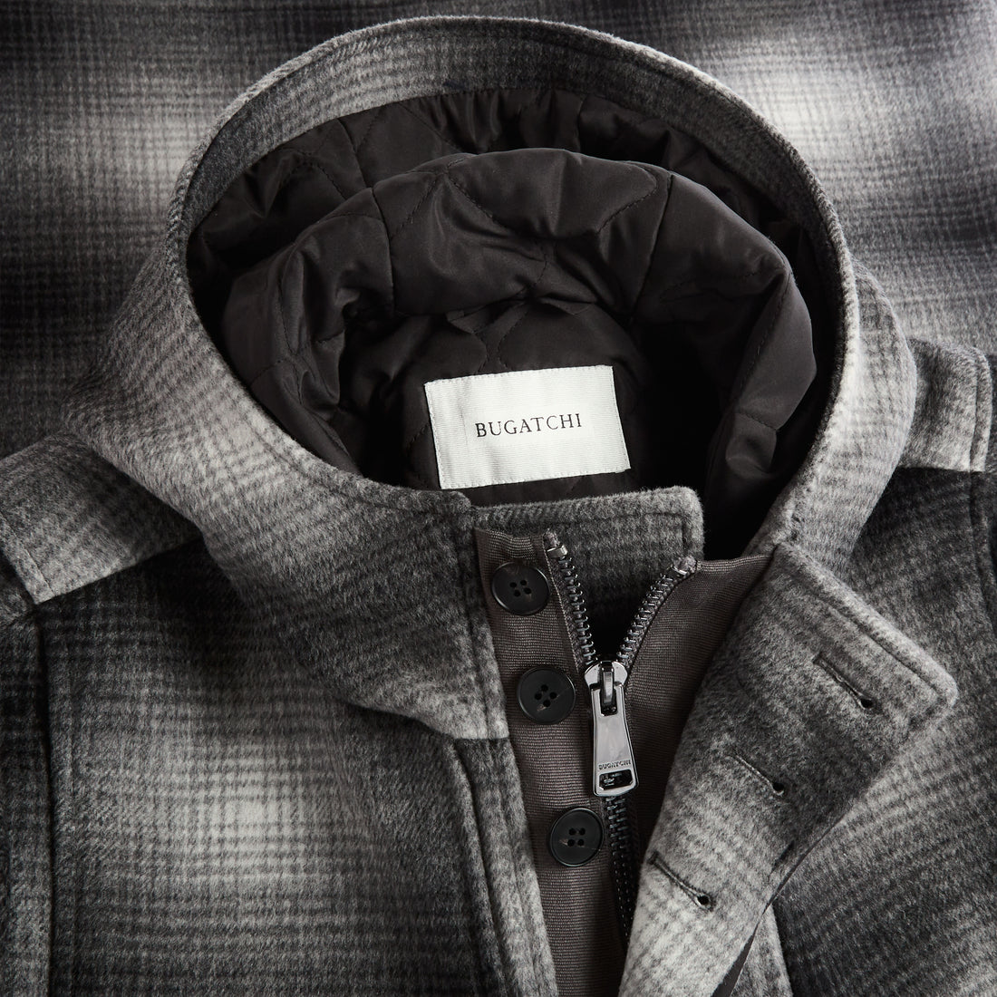 Plaid Car Coat With Hood – BUGATCHI