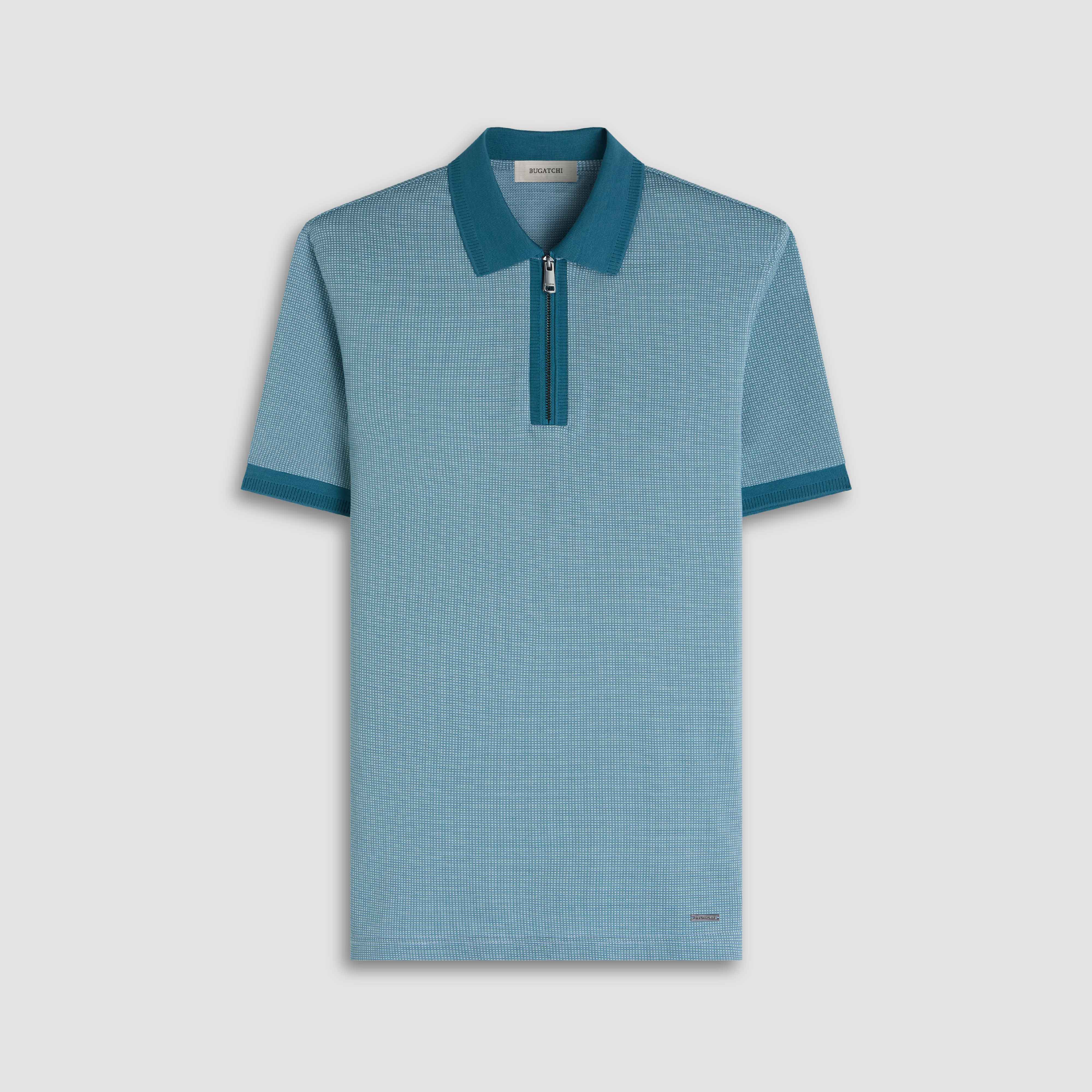 Pin Check Quarter Zip Polo – BUGATCHI
