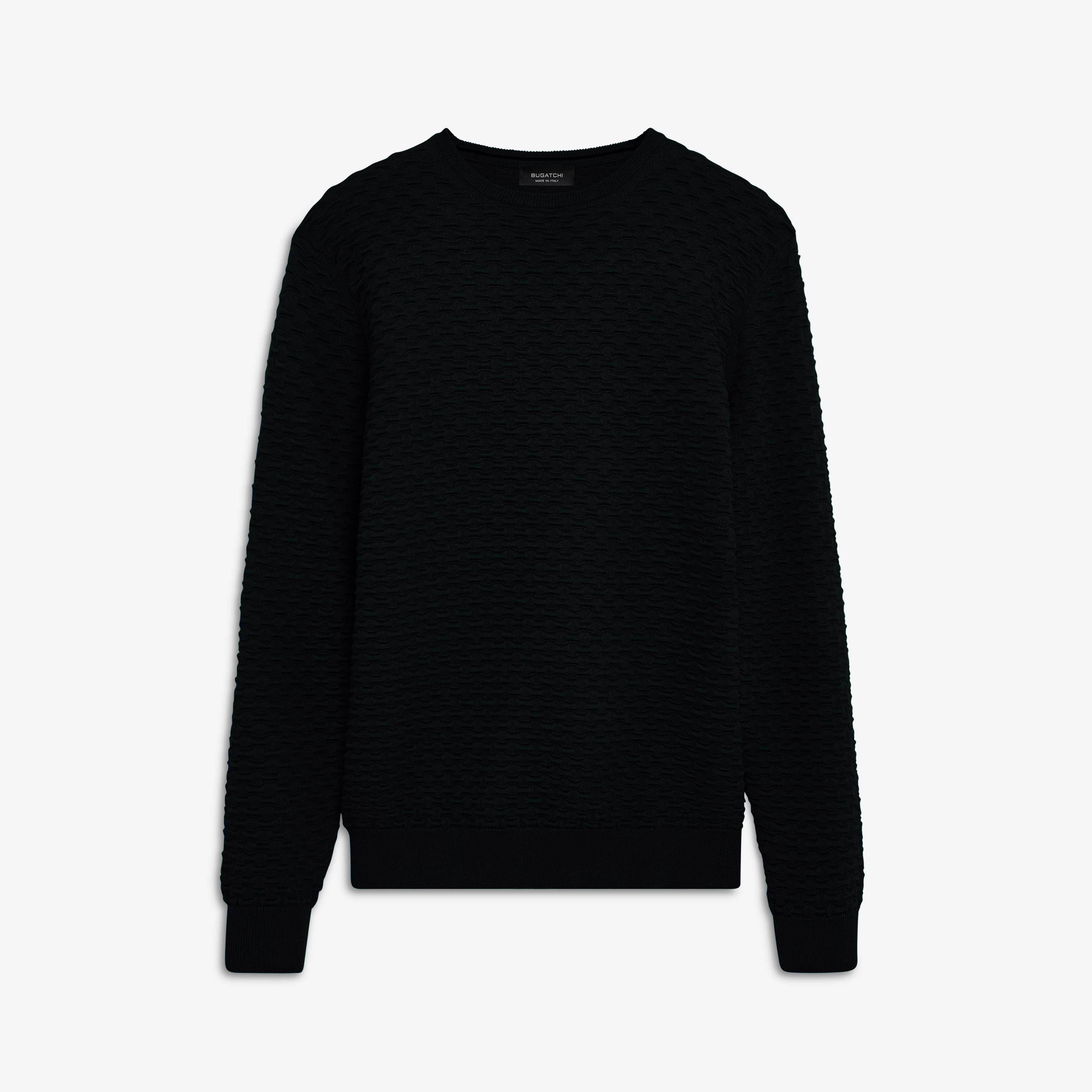 Crew Neck Jacquard Wave Sweater – BUGATCHI