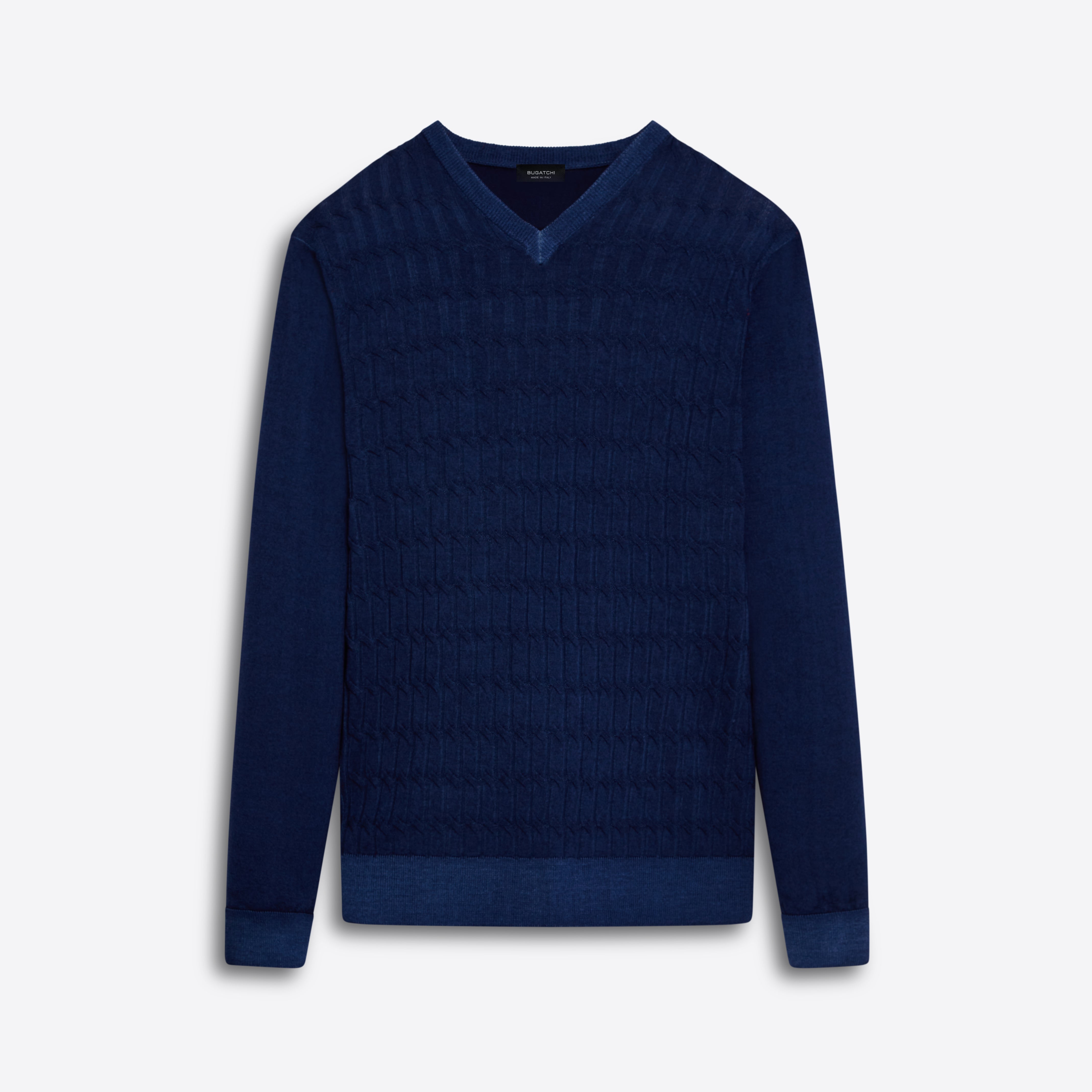 Super Merino V-Neck Cable Sweater – BUGATCHI