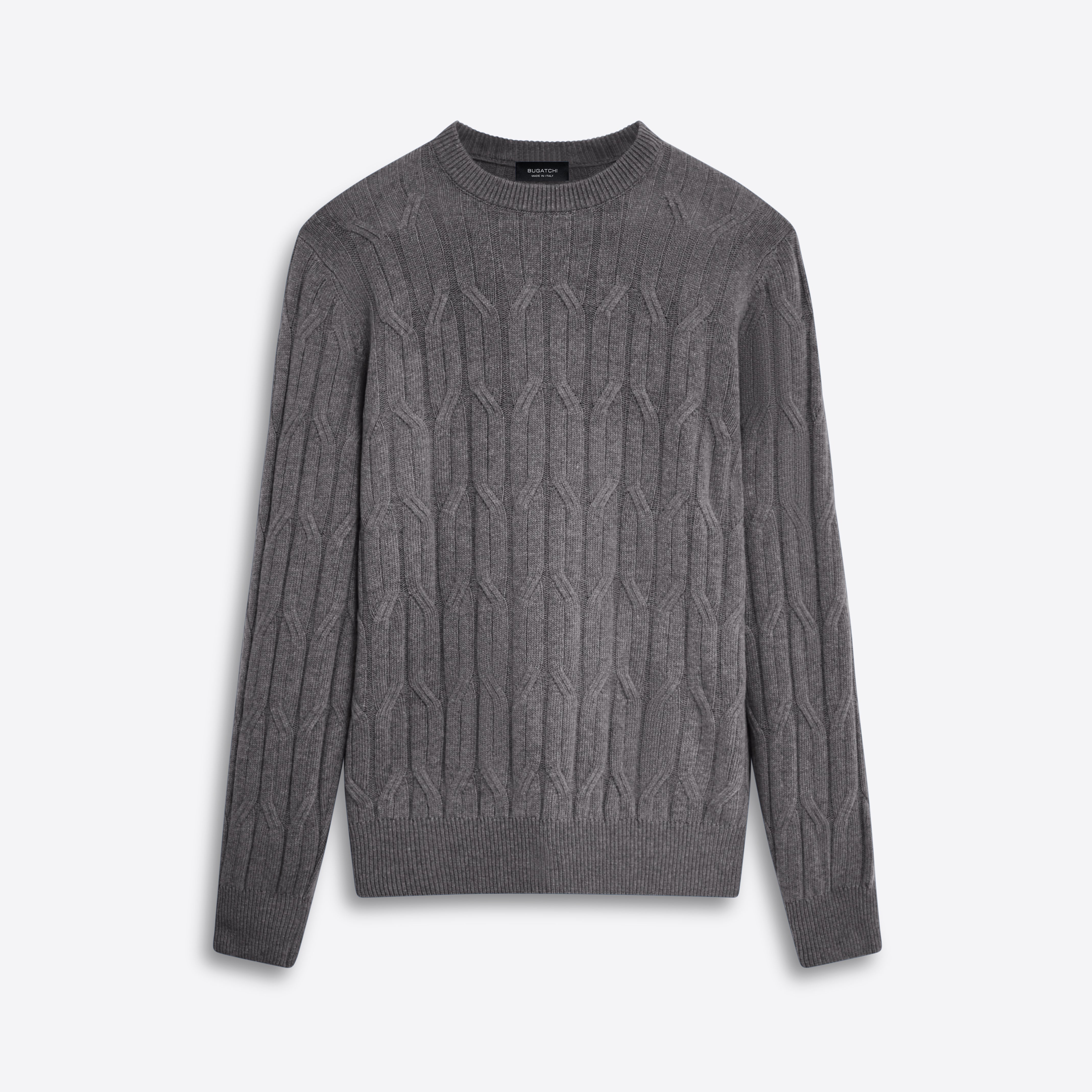 Crew Neck Cable Jacquard Sweater – BUGATCHI