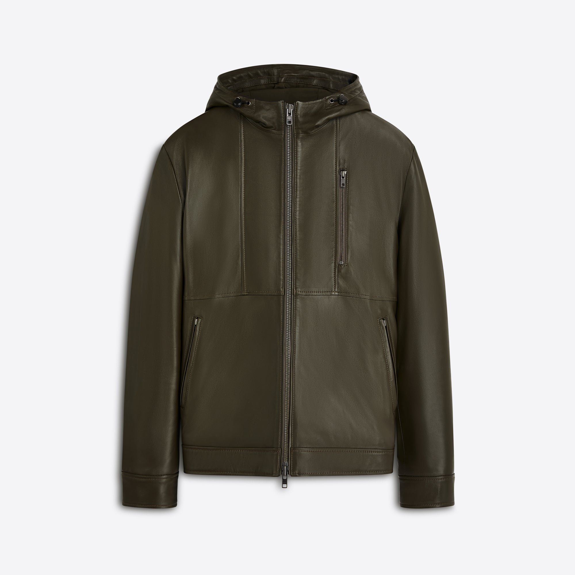 Leather Bomber Jacket with Hood – BUGATCHI